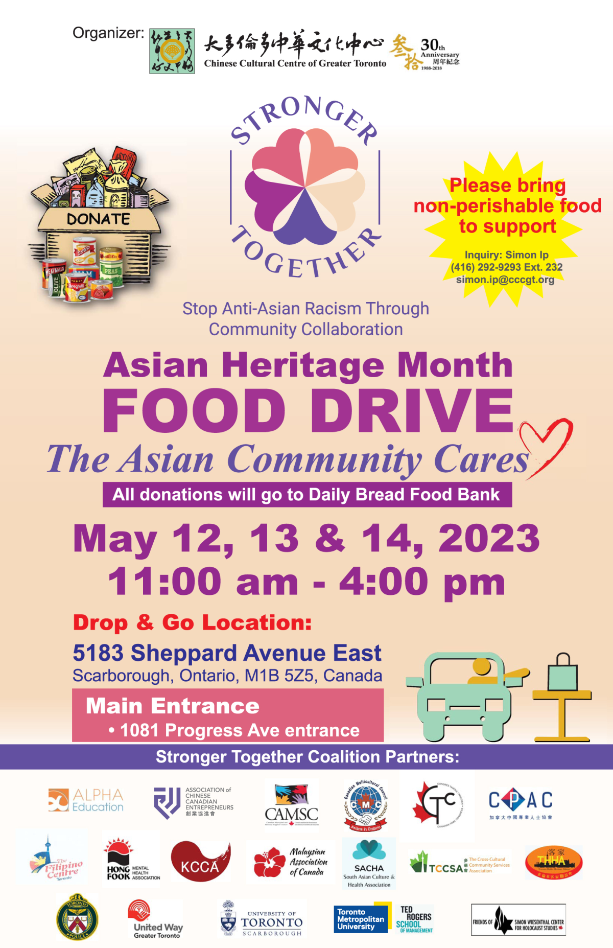 Food Drive, Asian Heritage Month – Stronger Together